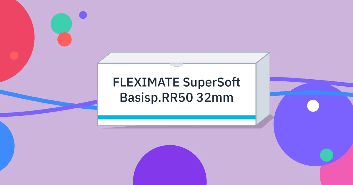 Symbolbild: Packung mit der Aufschrift FLEXIMATE SuperSoft Basisp.RR50 32mm (PZN 09069996) – Verfügbarkeit und Bezug in Apotheken in Frankfurt am Main