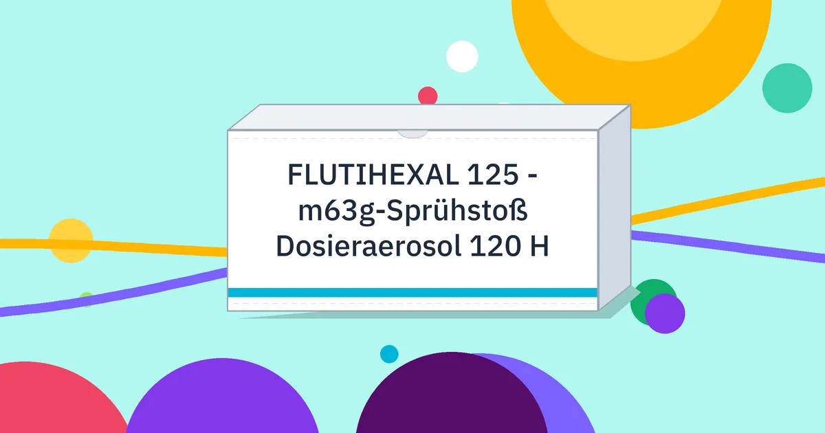 Symbolbild: Packung mit der Aufschrift FLUTIHEXAL 125 -m63g-Sprühstoß Dosieraerosol 120 H (PZN 10098997) – Verfügbarkeit und Bezug in Apotheken in Frankfurt am Main