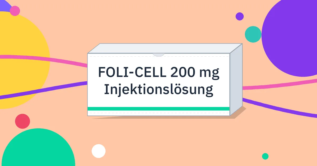 Symbolbild: Packung mit der Aufschrift FOLI-CELL 200 mg Injektionslösung (PZN 06983274) – Verfügbarkeit und Bezug in Apotheken in Frankfurt am Main