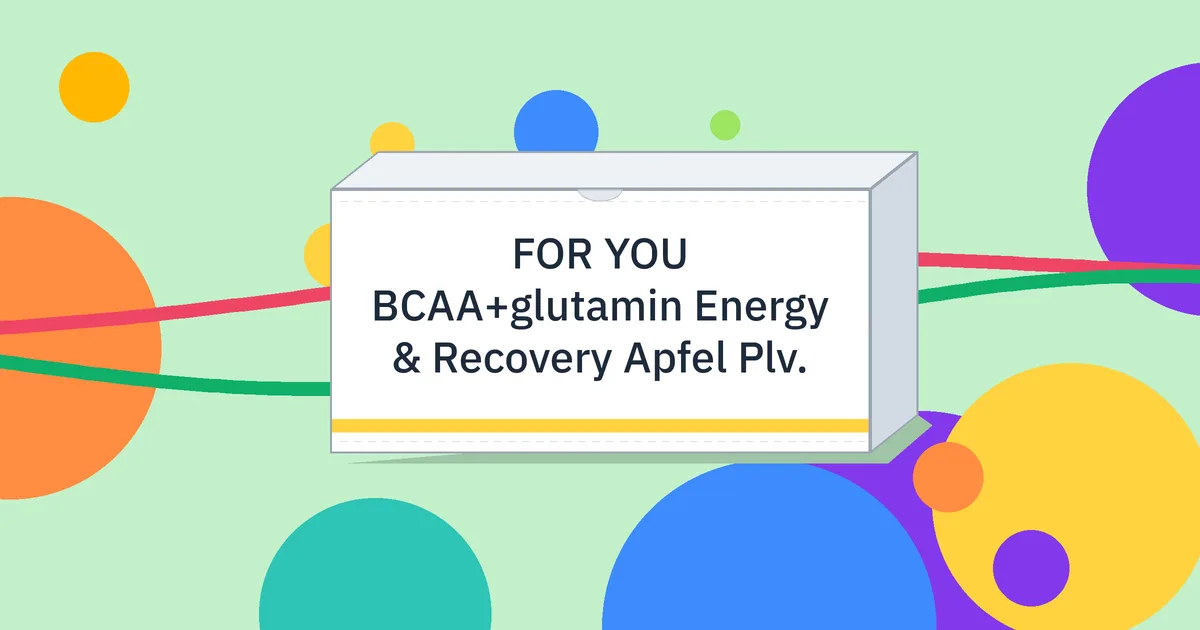 Symbolbild: Packung mit der Aufschrift FOR YOU BCAA+glutamin Energy & Recovery Apfel Plv. (PZN 15264259) – Verfügbarkeit und Bezug in Apotheken in Frankfurt am Main