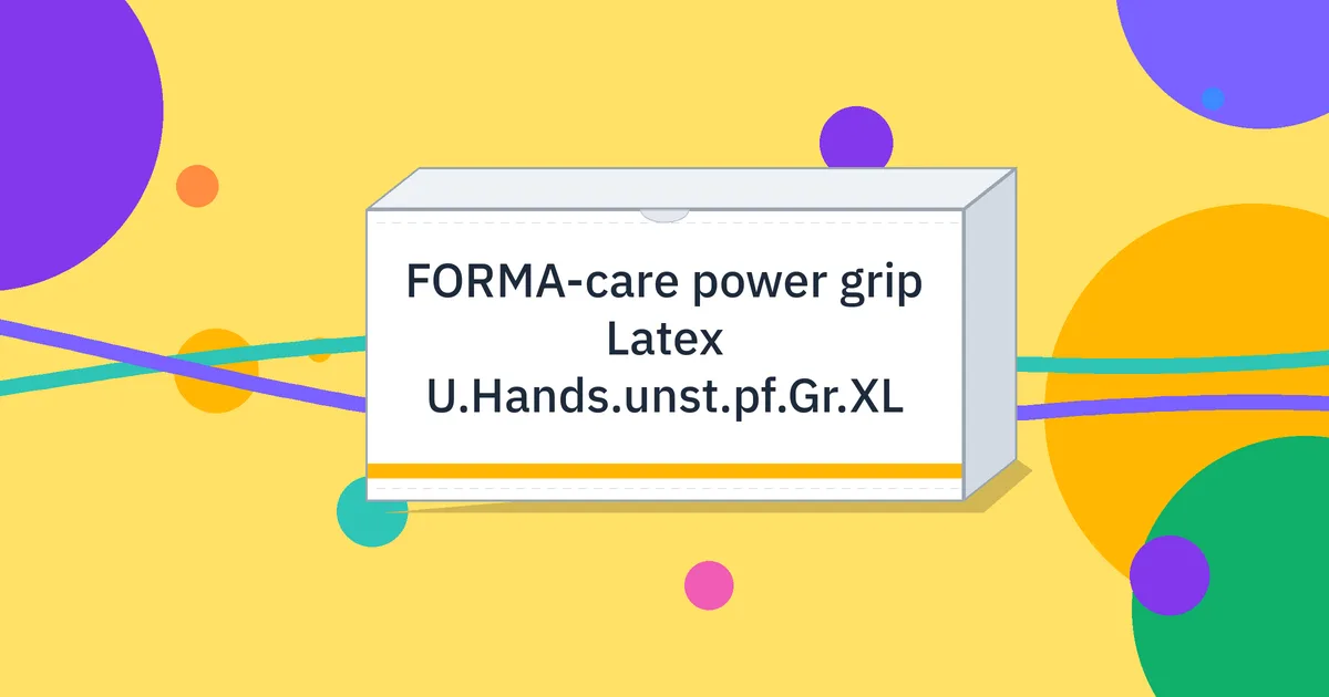 Symbolbild: Packung mit der Aufschrift FORMA-care power grip Latex U.Hands.unst.pf.Gr.XL (PZN 11222502) – Verfügbarkeit und Bezug in Apotheken in Frankfurt am Main