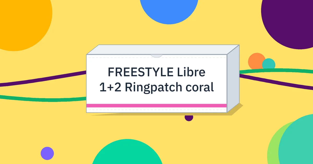 Symbolbild: Packung mit der Aufschrift FREESTYLE Libre 1+2 Ringpatch coral (PZN 19864252) – Verfügbarkeit und Bezug in Apotheken in Frankfurt am Main