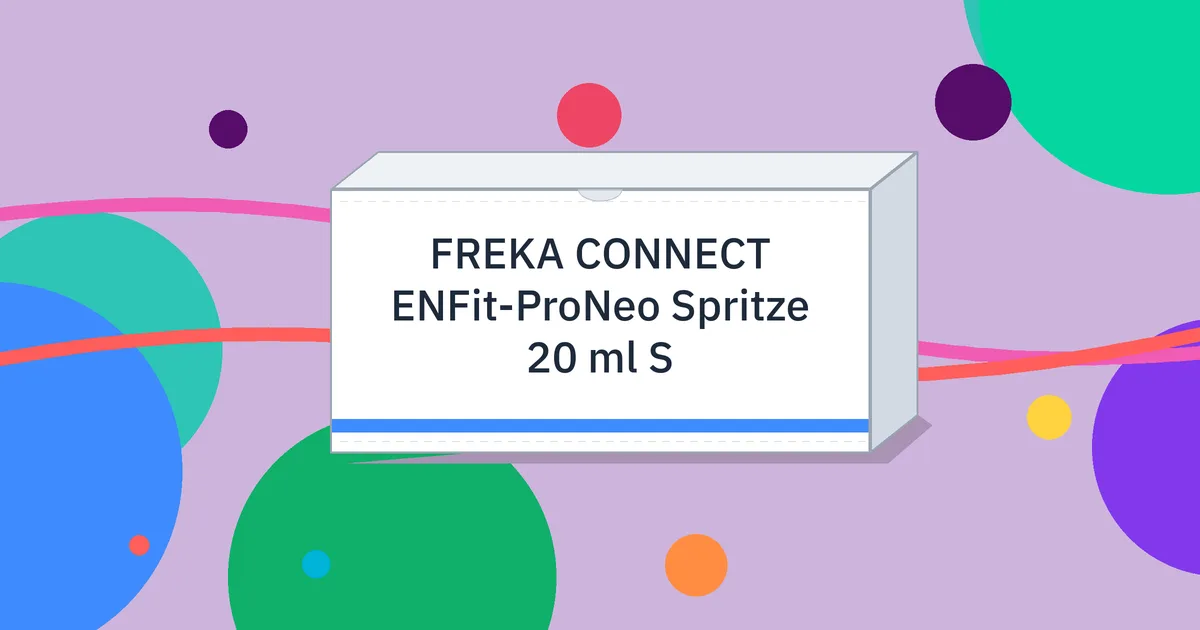 Symbolbild: Packung mit der Aufschrift FREKA CONNECT ENFit-ProNeo Spritze 20 ml S (PZN 11266988) – Verfügbarkeit und Bezug in Apotheken in Frankfurt am Main