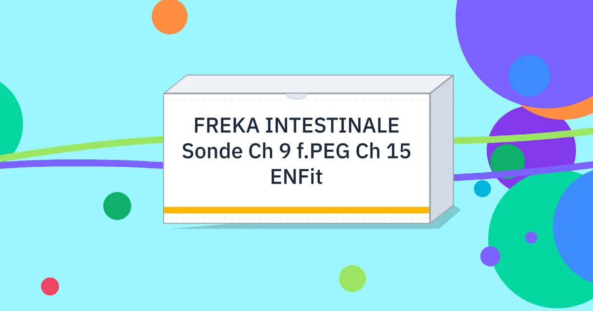 Symbolbild: Packung mit der Aufschrift FREKA INTESTINALE Sonde Ch 9 f.PEG Ch 15 ENFit (PZN 18166310) – Verfügbarkeit und Bezug in Apotheken in Frankfurt am Main