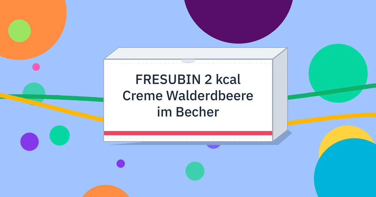 Symbolbild: Packung mit der Aufschrift FRESUBIN 2 kcal Creme Walderdbeere im Becher (PZN 19372879) – Verfügbarkeit und Bezug in Apotheken in Frankfurt am Main