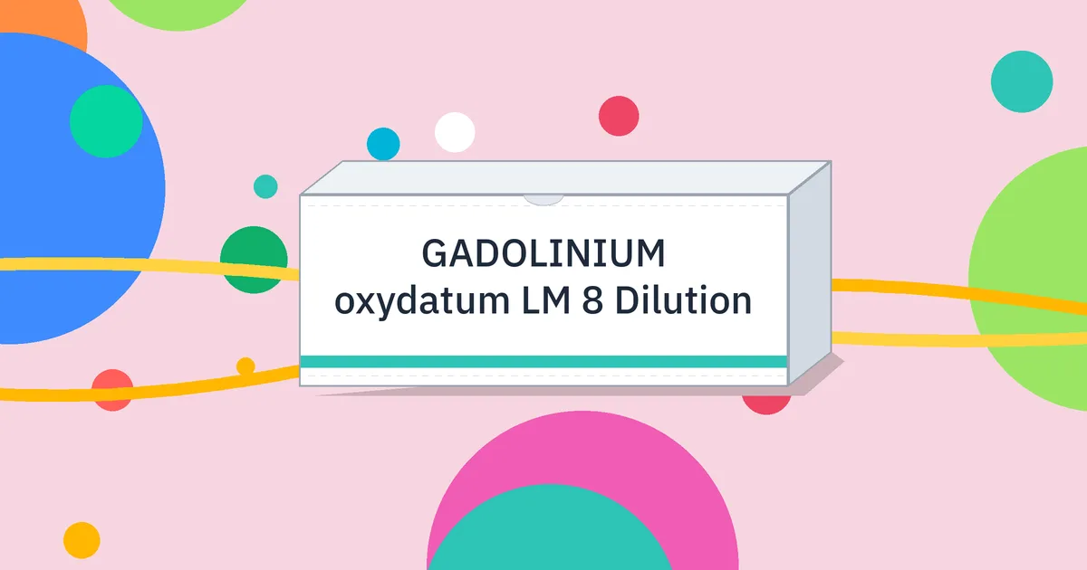 Symbolbild: Packung mit der Aufschrift GADOLINIUM oxydatum LM 8 Dilution (PZN 13494305) – Verfügbarkeit und Bezug in Apotheken in Frankfurt am Main
