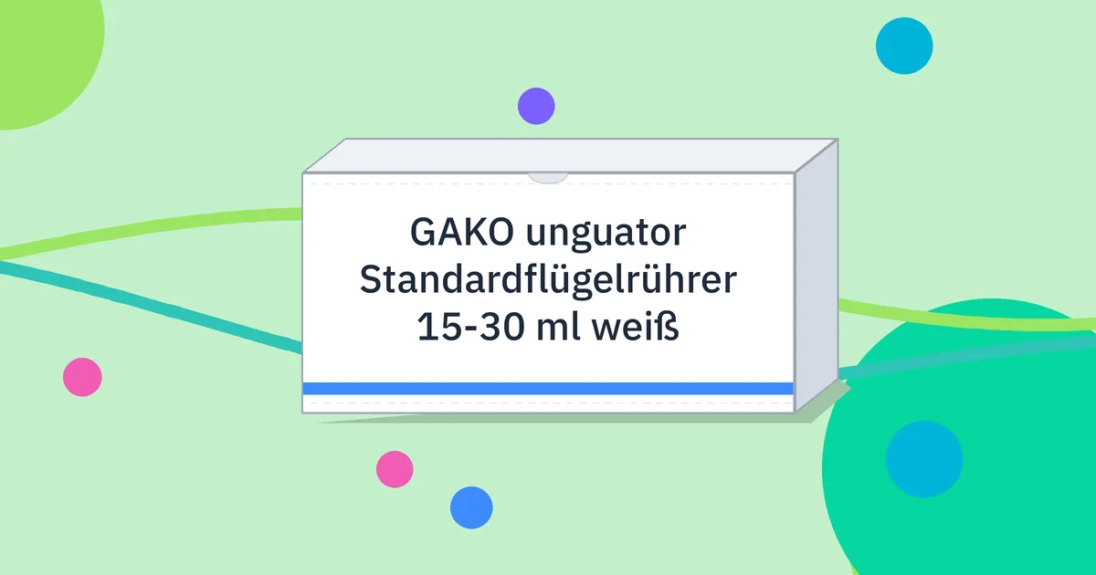 Symbolbild: Packung mit der Aufschrift GAKO unguator Standardflügelrührer 15-30 ml weiß (PZN 11603718) – Verfügbarkeit und Bezug in Apotheken in Frankfurt am Main