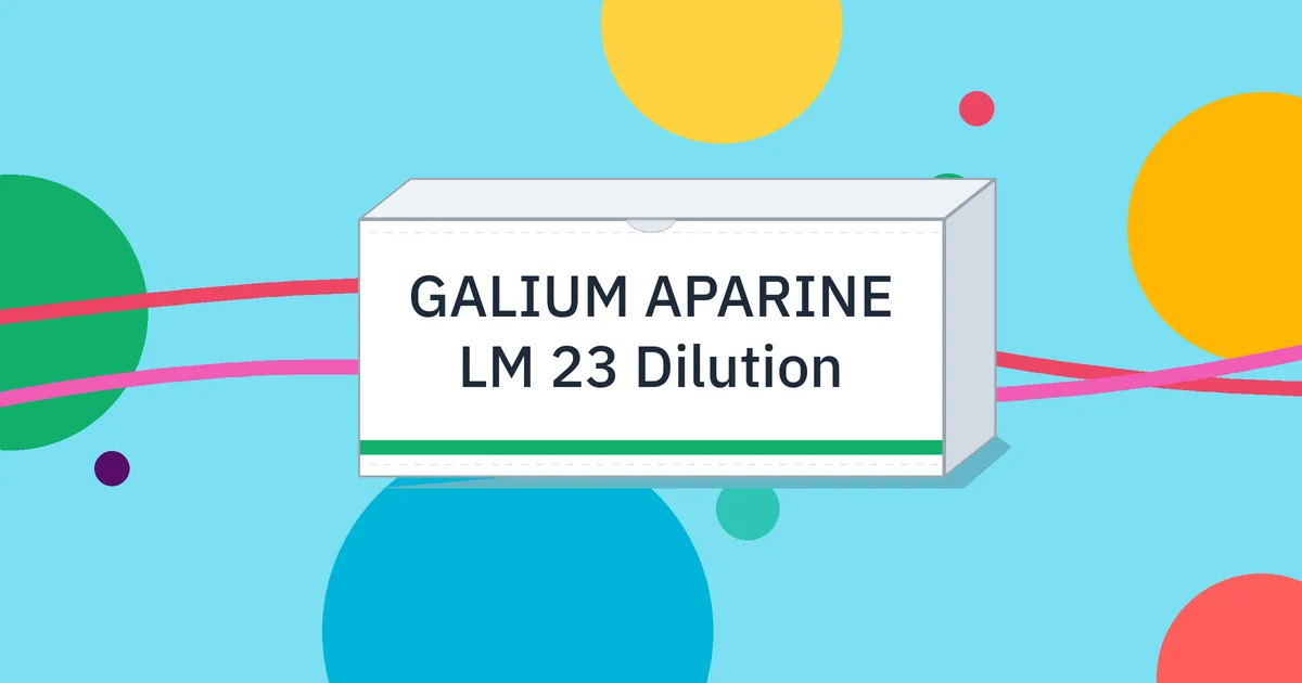Symbolbild: Packung mit der Aufschrift GALIUM APARINE LM 23 Dilution (PZN 13497261) – Verfügbarkeit und Bezug in Apotheken in Frankfurt am Main