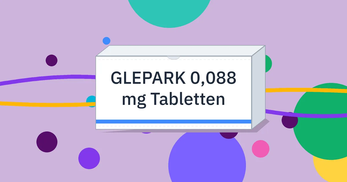 Symbolbild: Packung mit der Aufschrift GLEPARK 0,088 mg Tabletten (PZN 09435372) – Verfügbarkeit und Bezug in Apotheken in Frankfurt am Main