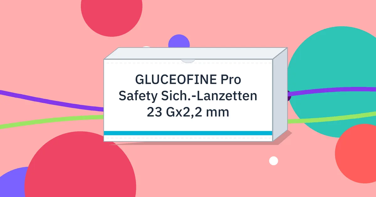 Symbolbild: Packung mit der Aufschrift GLUCEOFINE Pro Safety Sich.-Lanzetten 23 Gx2,2 mm (PZN 14006207) – Verfügbarkeit und Bezug in Apotheken in Frankfurt am Main