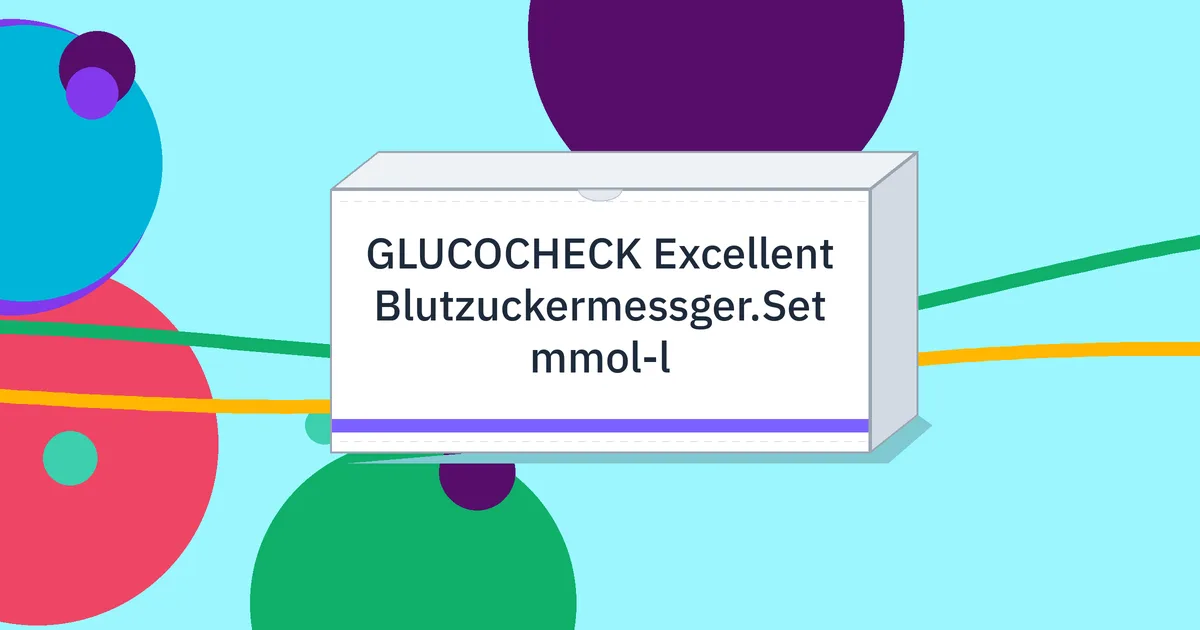Symbolbild: Packung mit der Aufschrift GLUCOCHECK Excellent Blutzuckermessger.Set mmol-l (PZN 09483566) – Verfügbarkeit und Bezug in Apotheken in Frankfurt am Main