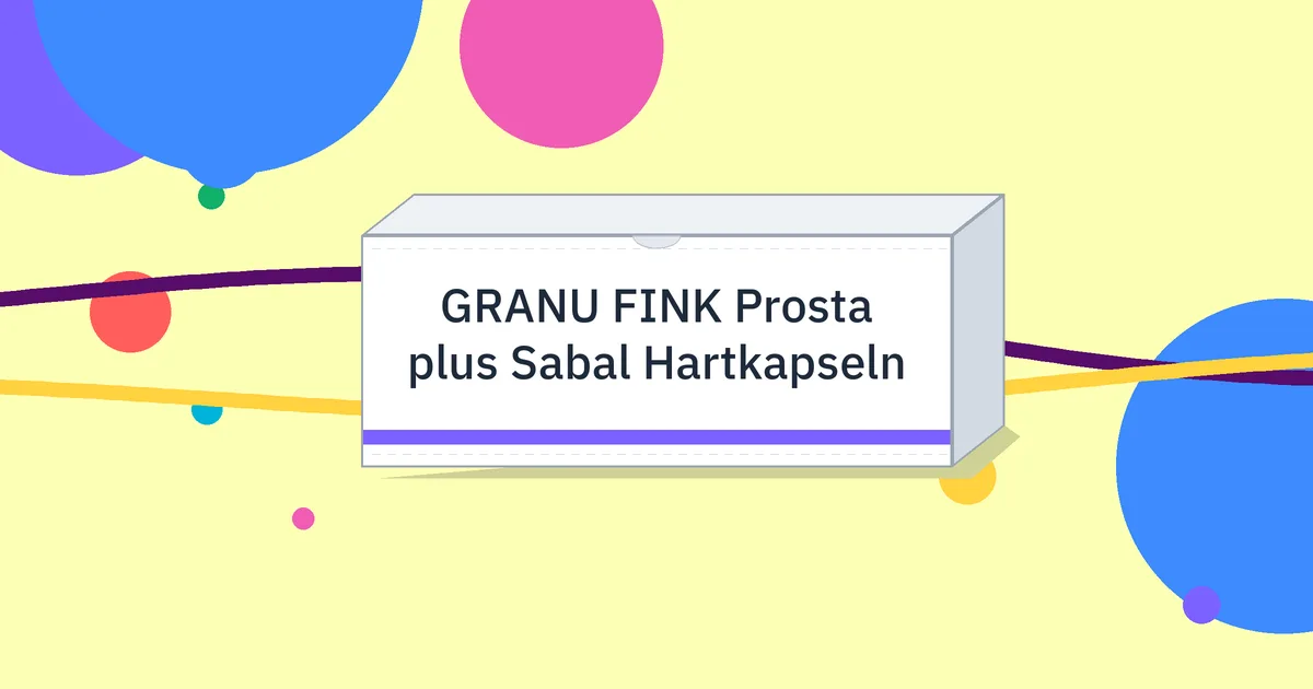Symbolbild: Packung mit der Aufschrift GRANU FINK Prosta plus Sabal Hartkapseln (PZN 10318128) – Verfügbarkeit und Bezug in Apotheken in Frankfurt am Main