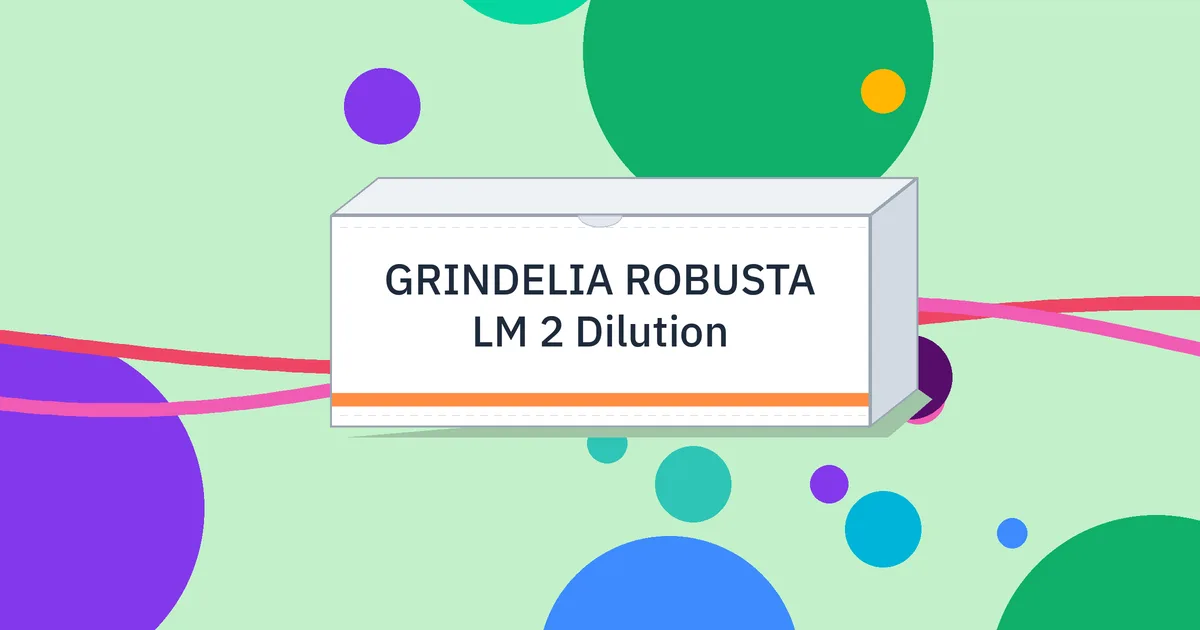 Symbolbild: Packung mit der Aufschrift GRINDELIA ROBUSTA LM 2 Dilution (PZN 13546864) – Verfügbarkeit und Bezug in Apotheken in Frankfurt am Main