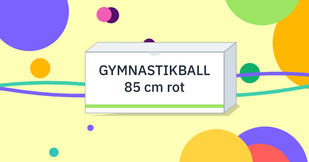 Symbolbild: Packung mit der Aufschrift GYMNASTIKBALL 85 cm rot (PZN 08454255) – Verfügbarkeit und Bezug in Apotheken in Frankfurt am Main
