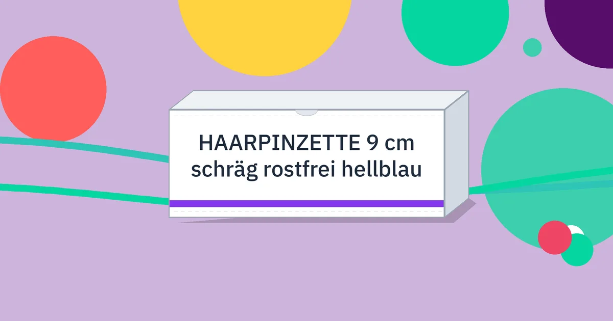 Symbolbild: Packung mit der Aufschrift HAARPINZETTE 9 cm schräg rostfrei hellblau (PZN 17287810) – Verfügbarkeit und Bezug in Apotheken in Frankfurt am Main