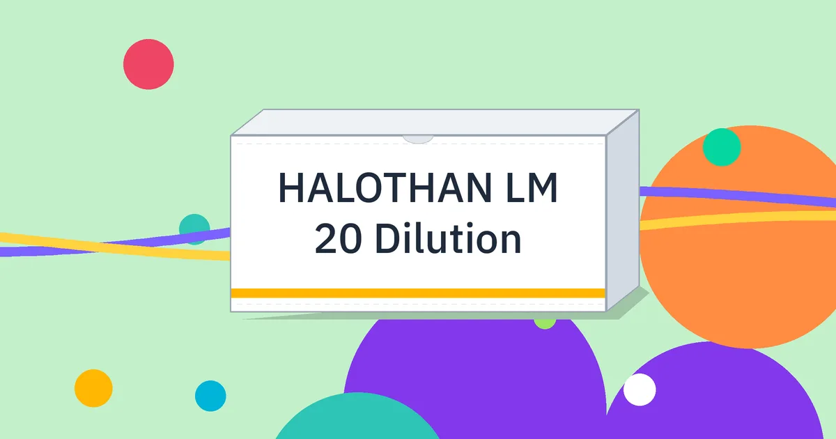 Symbolbild: Packung mit der Aufschrift HALOTHAN LM 20 Dilution (PZN 12884085) – Verfügbarkeit und Bezug in Apotheken in Frankfurt am Main