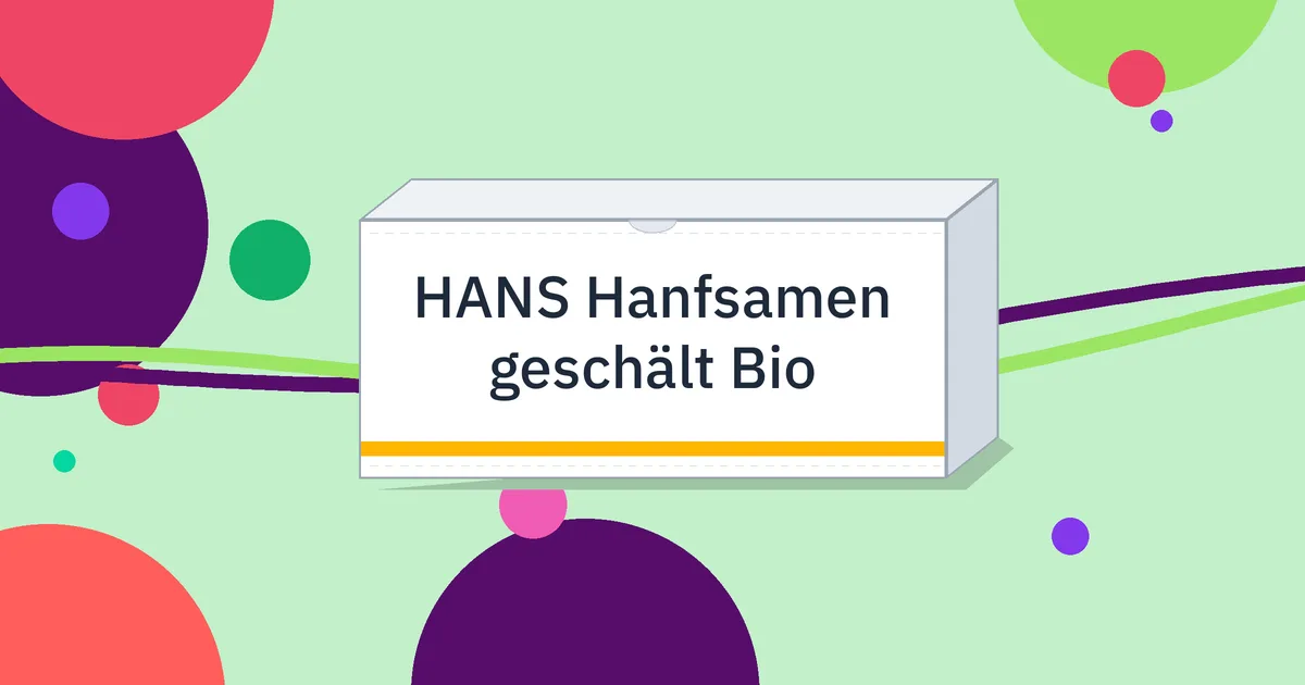 Symbolbild: Packung mit der Aufschrift HANS Hanfsamen geschält Bio (PZN 17421579) – Verfügbarkeit und Bezug in Apotheken in Frankfurt am Main