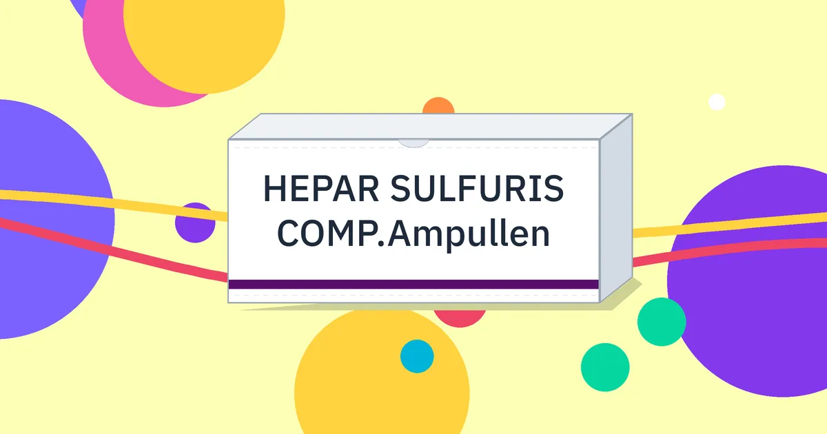 Symbolbild: Packung mit der Aufschrift HEPAR SULFURIS COMP.Ampullen (PZN 02085874) – Verfügbarkeit und Bezug in Apotheken in Frankfurt am Main