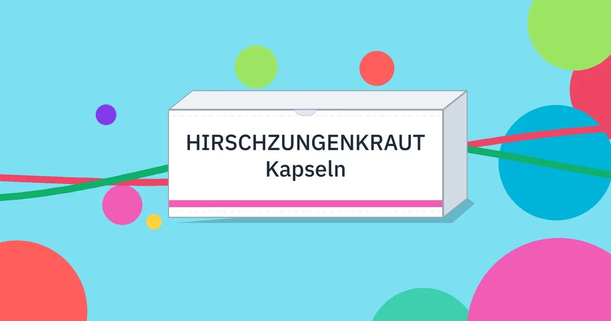 Symbolbild: Packung mit der Aufschrift HIRSCHZUNGENKRAUT Kapseln (PZN 16325431) – Verfügbarkeit und Bezug in Apotheken in Frankfurt am Main