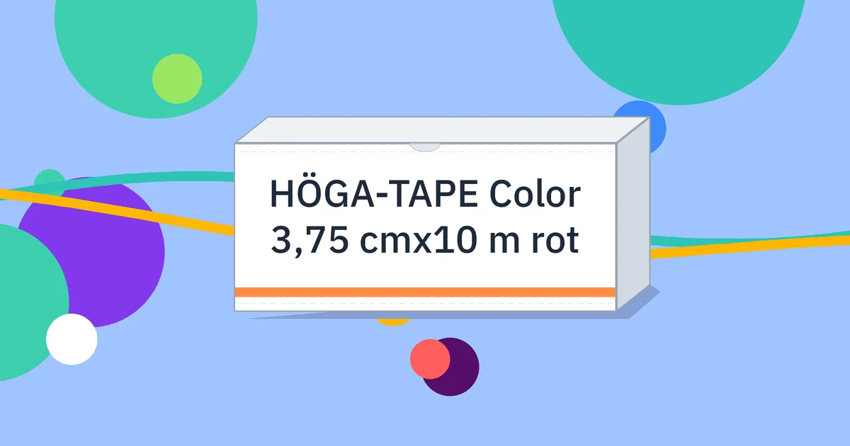 Symbolbild: Packung mit der Aufschrift HÖGA-TAPE Color 3,75 cmx10 m rot (PZN 10079847) – Verfügbarkeit und Bezug in Apotheken in Frankfurt am Main