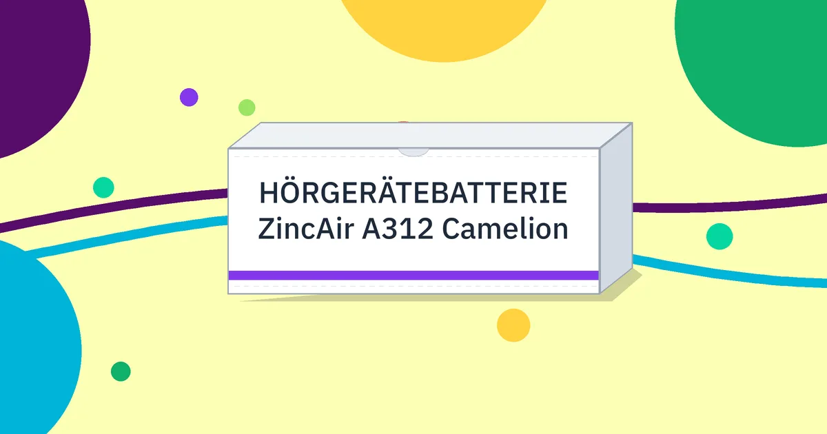 Symbolbild: Packung mit der Aufschrift HÖRGERÄTEBATTERIE ZincAir A312 Camelion (PZN 02638936) – Verfügbarkeit und Bezug in Apotheken in Frankfurt am Main
