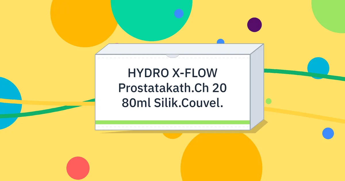 Symbolbild: Packung mit der Aufschrift HYDRO X-FLOW Prostatakath.Ch 20 80ml Silik.Couvel. (PZN 17508777) – Verfügbarkeit und Bezug in Apotheken in Frankfurt am Main