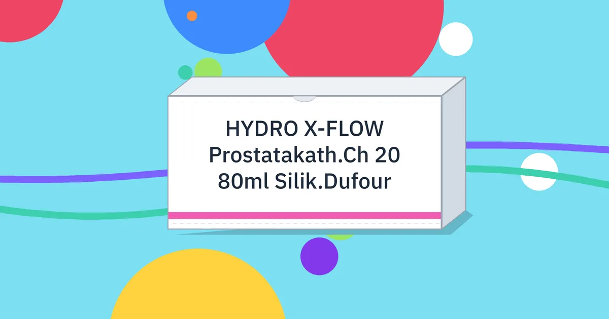 Symbolbild: Packung mit der Aufschrift HYDRO X-FLOW Prostatakath.Ch 20 80ml Silik.Dufour (PZN 17508731) – Verfügbarkeit und Bezug in Apotheken in Frankfurt am Main