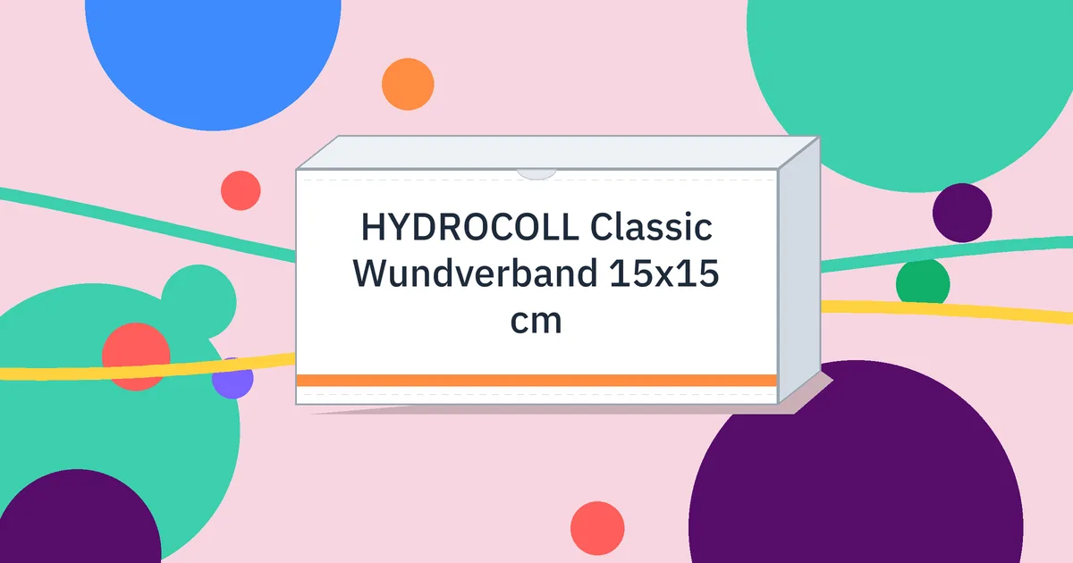 Symbolbild: Packung mit der Aufschrift HYDROCOLL Classic Wundverband 15x15 cm (PZN 20403639) – Verfügbarkeit und Bezug in Apotheken in Frankfurt am Main