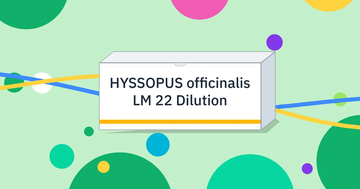 Symbolbild: Packung mit der Aufschrift HYSSOPUS officinalis LM 22 Dilution (PZN 13558270) – Verfügbarkeit und Bezug in Apotheken in Frankfurt am Main