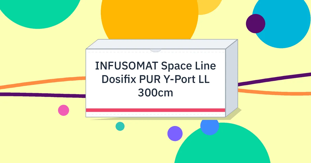 Symbolbild: Packung mit der Aufschrift INFUSOMAT Space Line Dosifix PUR Y-Port LL 300cm (PZN 18059821) – Verfügbarkeit und Bezug in Apotheken in Frankfurt am Main