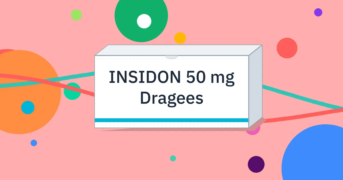 Symbolbild: Packung mit der Aufschrift INSIDON 50 mg Dragees (PZN 02410498) – Verfügbarkeit und Bezug in Apotheken in Frankfurt am Main