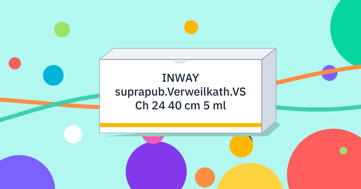 Symbolbild: Packung mit der Aufschrift INWAY suprapub.Verweilkath.VS Ch 24 40 cm 5 ml (PZN 06731408) – Verfügbarkeit und Bezug in Apotheken in Frankfurt am Main