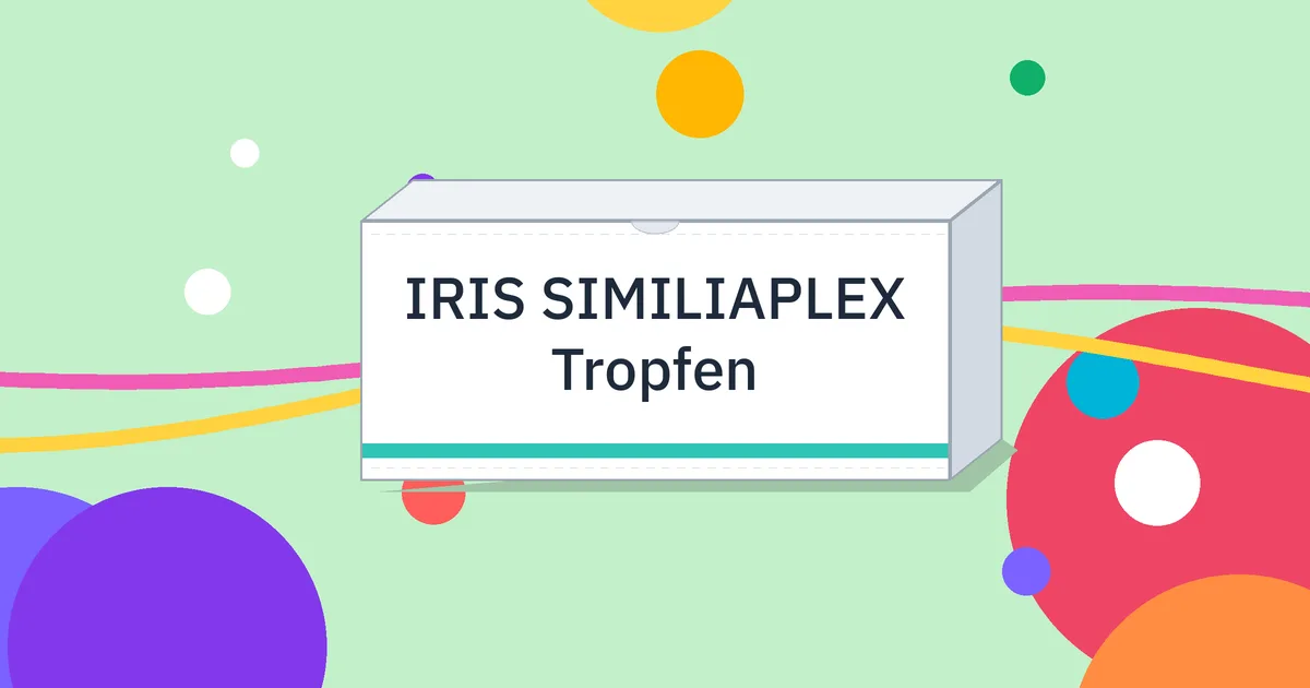 Symbolbild: Packung mit der Aufschrift IRIS SIMILIAPLEX Tropfen (PZN 01352758) – Verfügbarkeit und Bezug in Apotheken in Frankfurt am Main