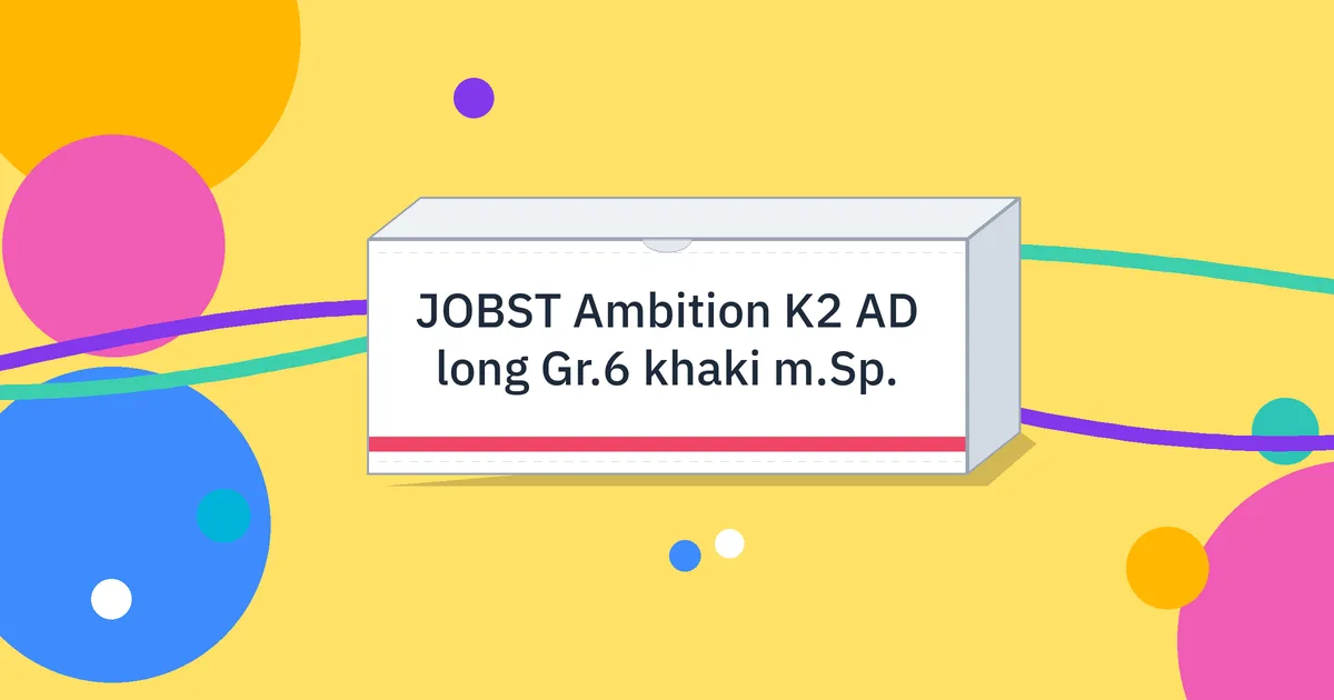 Symbolbild: Packung mit der Aufschrift JOBST Ambition K2 AD long Gr.6 khaki m.Sp. (PZN 11020655) – Verfügbarkeit und Bezug in Apotheken in Frankfurt am Main