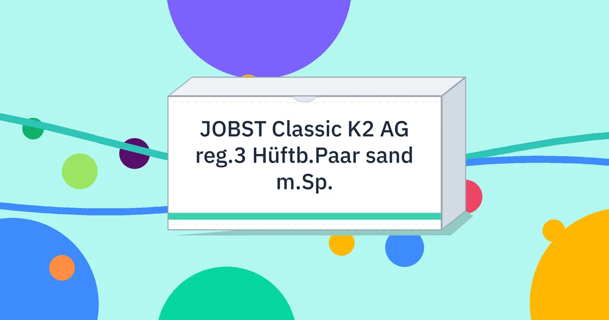 Symbolbild: Packung mit der Aufschrift JOBST Classic K2 AG reg.3 Hüftb.Paar sand m.Sp. (PZN 13066489) – Verfügbarkeit und Bezug in Apotheken in Frankfurt am Main