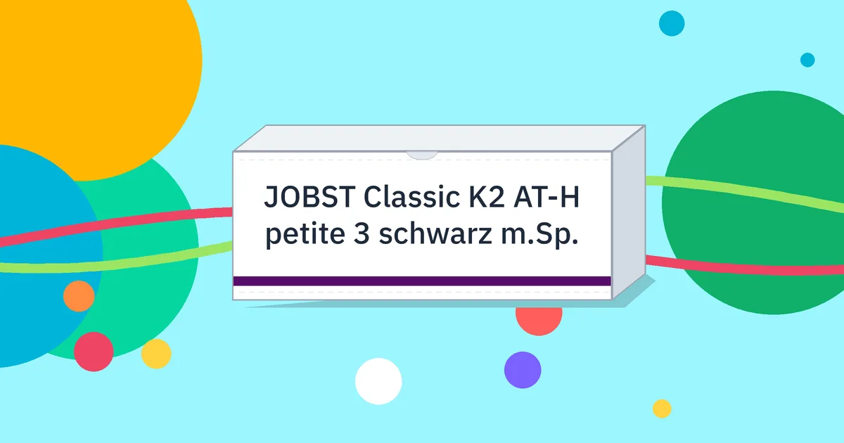 Symbolbild: Packung mit der Aufschrift JOBST Classic K2 AT-H petite 3 schwarz m.Sp. (PZN 13159860) – Verfügbarkeit und Bezug in Apotheken in Frankfurt am Main