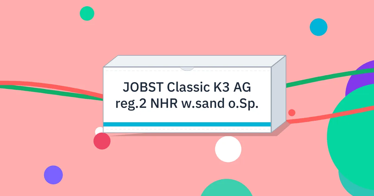 Symbolbild: Packung mit der Aufschrift JOBST Classic K3 AG reg.2 NHR w.sand o.Sp. (PZN 13073897) – Verfügbarkeit und Bezug in Apotheken in Frankfurt am Main