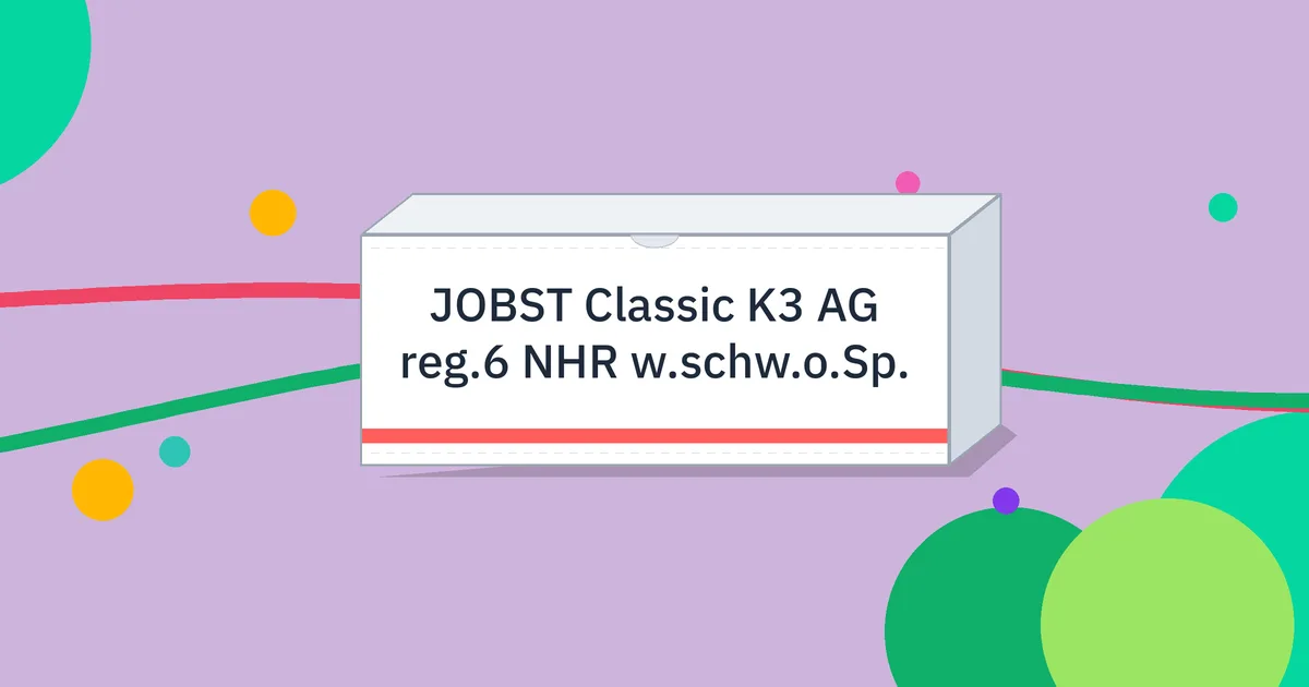Symbolbild: Packung mit der Aufschrift JOBST Classic K3 AG reg.6 NHR w.schw.o.Sp. (PZN 13074017) – Verfügbarkeit und Bezug in Apotheken in Frankfurt am Main