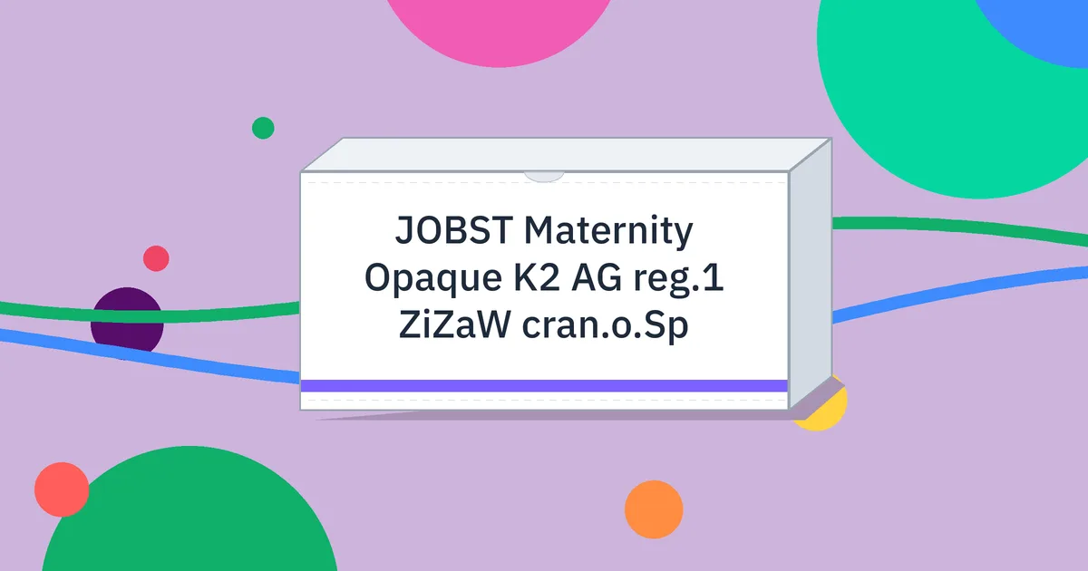 Symbolbild: Packung mit der Aufschrift JOBST Maternity Opaque K2 AG reg.1 ZiZaW cran.o.Sp (PZN 15858220) – Verfügbarkeit und Bezug in Apotheken in Frankfurt am Main