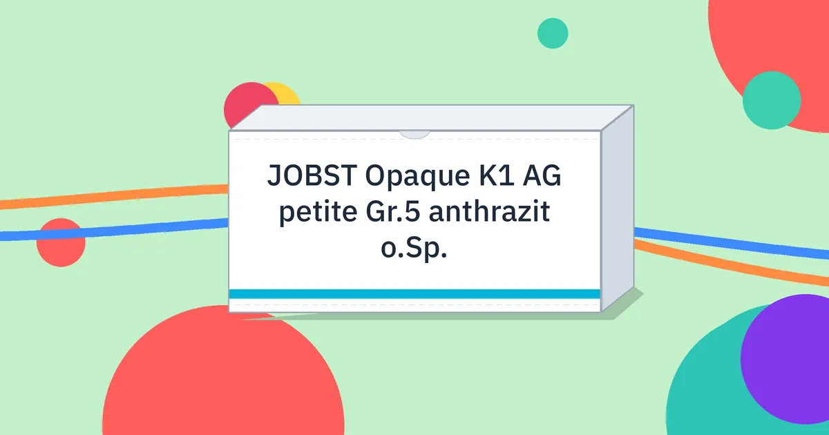 Symbolbild: Packung mit der Aufschrift JOBST Opaque K1 AG petite Gr.5 anthrazit o.Sp. (PZN 16271480) – Verfügbarkeit und Bezug in Apotheken in Frankfurt am Main