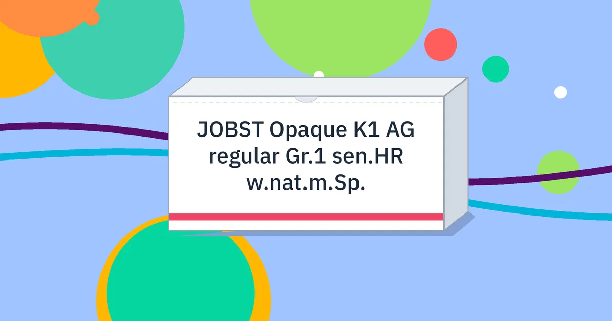 Symbolbild: Packung mit der Aufschrift JOBST Opaque K1 AG regular Gr.1 sen.HR w.nat.m.Sp. (PZN 13093138) – Verfügbarkeit und Bezug in Apotheken in Frankfurt am Main