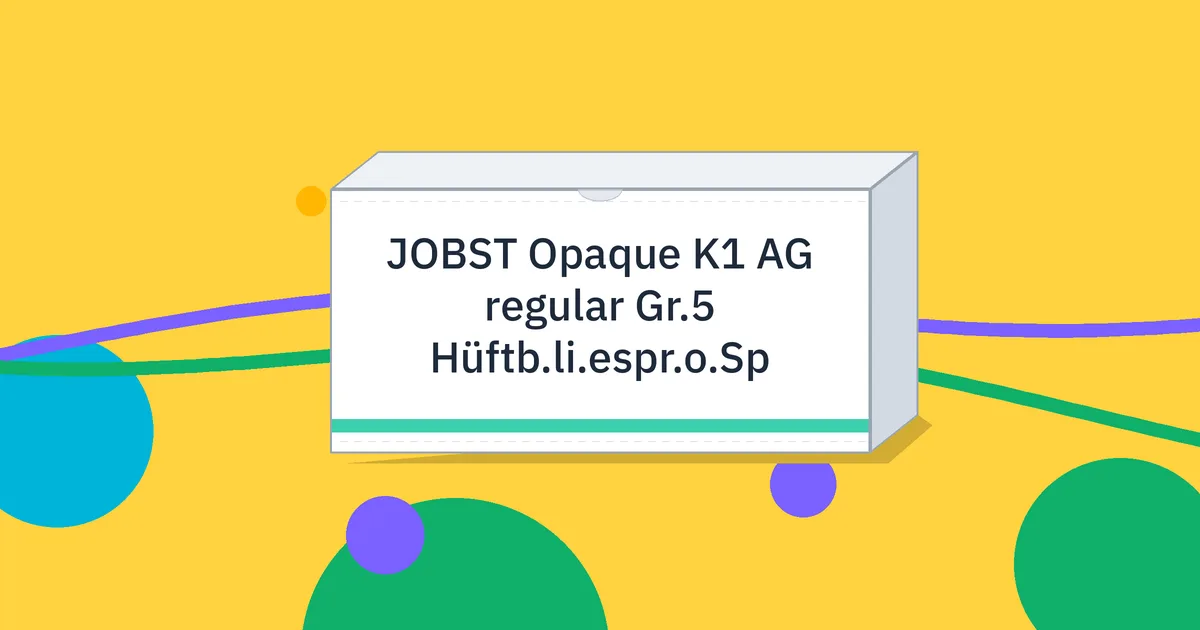 Symbolbild: Packung mit der Aufschrift JOBST Opaque K1 AG regular Gr.5 Hüftb.li.espr.o.Sp (PZN 16272746) – Verfügbarkeit und Bezug in Apotheken in Frankfurt am Main