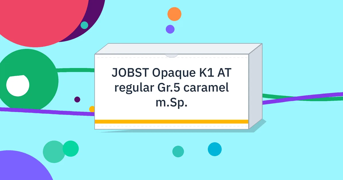 Symbolbild: Packung mit der Aufschrift JOBST Opaque K1 AT regular Gr.5 caramel m.Sp. (PZN 13106846) – Verfügbarkeit und Bezug in Apotheken in Frankfurt am Main