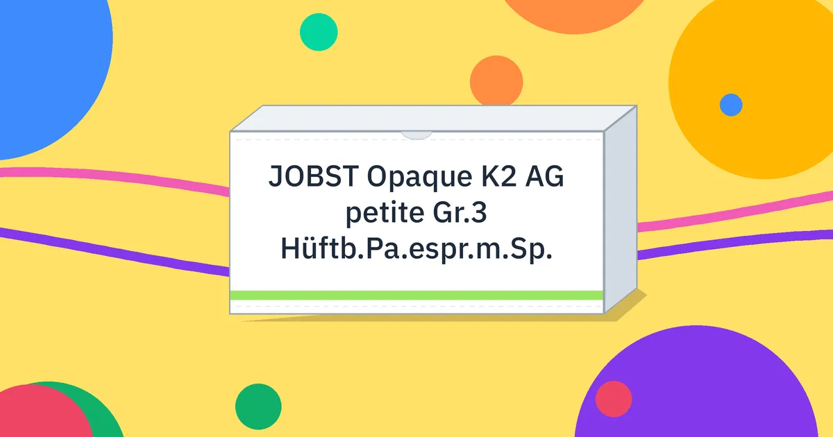 Symbolbild: Packung mit der Aufschrift JOBST Opaque K2 AG petite Gr.3 Hüftb.Pa.espr.m.Sp. (PZN 16288664) – Verfügbarkeit und Bezug in Apotheken in Frankfurt am Main