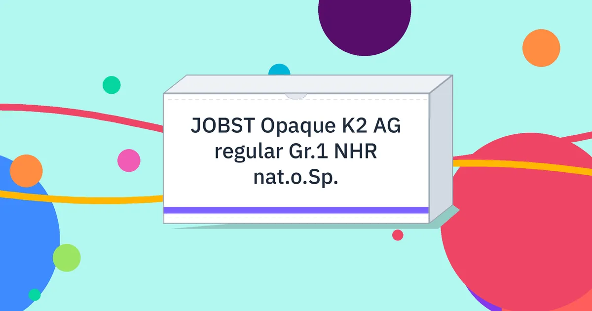 Symbolbild: Packung mit der Aufschrift JOBST Opaque K2 AG regular Gr.1 NHR nat.o.Sp. (PZN 11252644) – Verfügbarkeit und Bezug in Apotheken in Frankfurt am Main