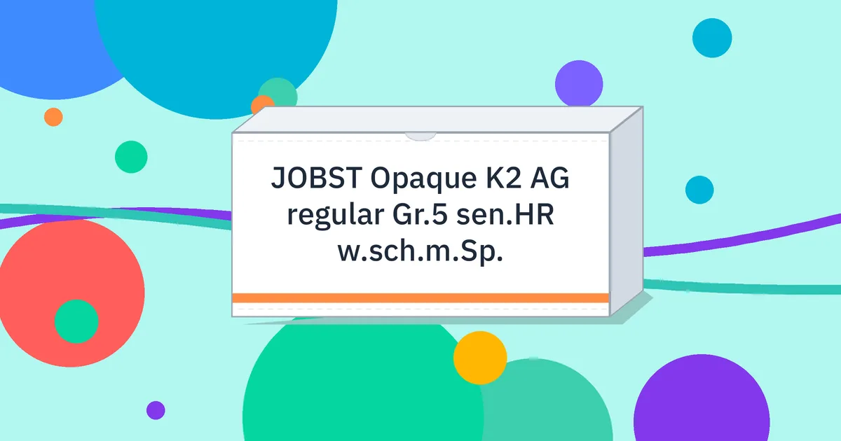 Symbolbild: Packung mit der Aufschrift JOBST Opaque K2 AG regular Gr.5 sen.HR w.sch.m.Sp. (PZN 11254666) – Verfügbarkeit und Bezug in Apotheken in Frankfurt am Main