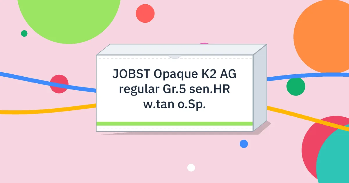 Symbolbild: Packung mit der Aufschrift JOBST Opaque K2 AG regular Gr.5 sen.HR w.tan o.Sp. (PZN 16281596) – Verfügbarkeit und Bezug in Apotheken in Frankfurt am Main