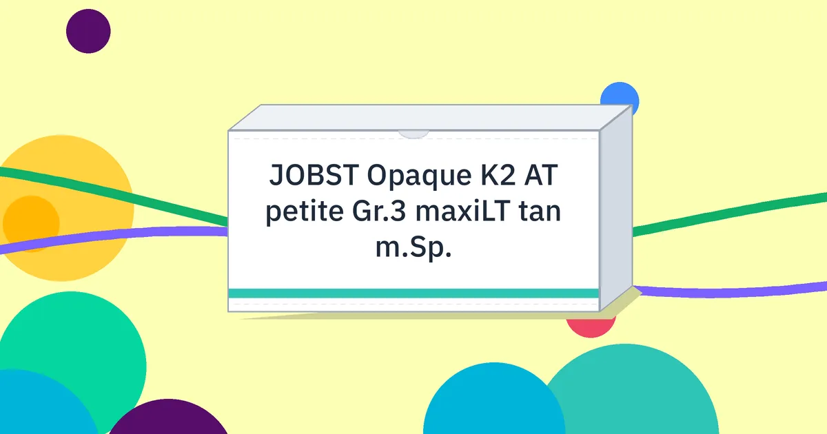 Symbolbild: Packung mit der Aufschrift JOBST Opaque K2 AT petite Gr.3 maxiLT tan m.Sp. (PZN 16291301) – Verfügbarkeit und Bezug in Apotheken in Frankfurt am Main