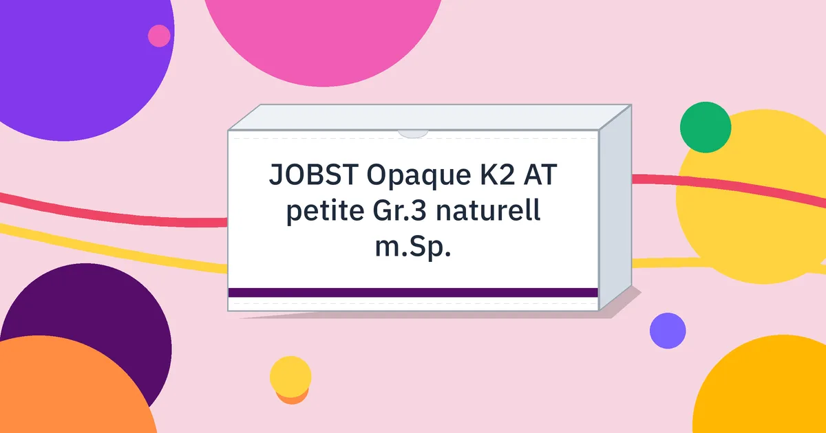 Symbolbild: Packung mit der Aufschrift JOBST Opaque K2 AT petite Gr.3 naturell m.Sp. (PZN 10724420) – Verfügbarkeit und Bezug in Apotheken in Frankfurt am Main