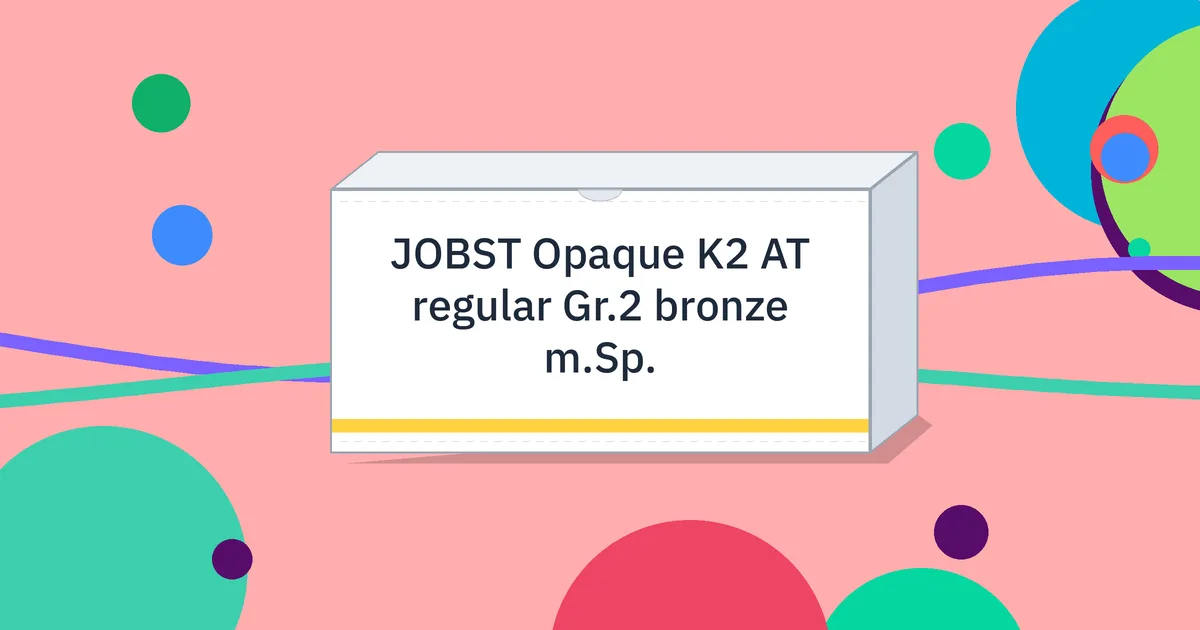 Symbolbild: Packung mit der Aufschrift JOBST Opaque K2 AT regular Gr.2 bronze m.Sp. (PZN 13122207) – Verfügbarkeit und Bezug in Apotheken in Frankfurt am Main